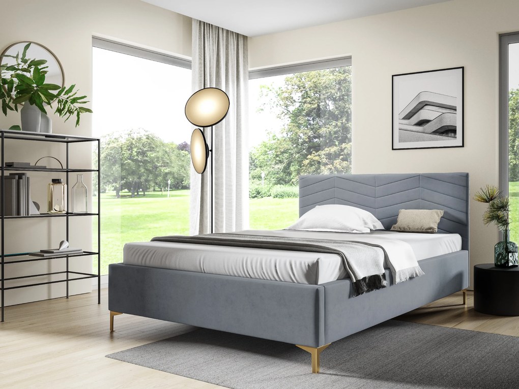 Eka Čalouněná postel ANNA+ 180x200 cm Barva látky Trinity: Krémově bíla (Trinity 2301), Úložný prostor: S dřevěným rámem úložného prostoru