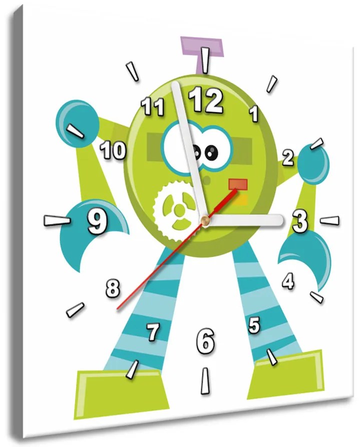 Gario Obraz s hodinami Zvědavý robot Rozměry: 40 x 40 cm