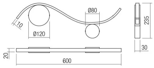 Redo 01-3110 - LED Nástěnné svítidlo WAVE LED/9W/230V černá