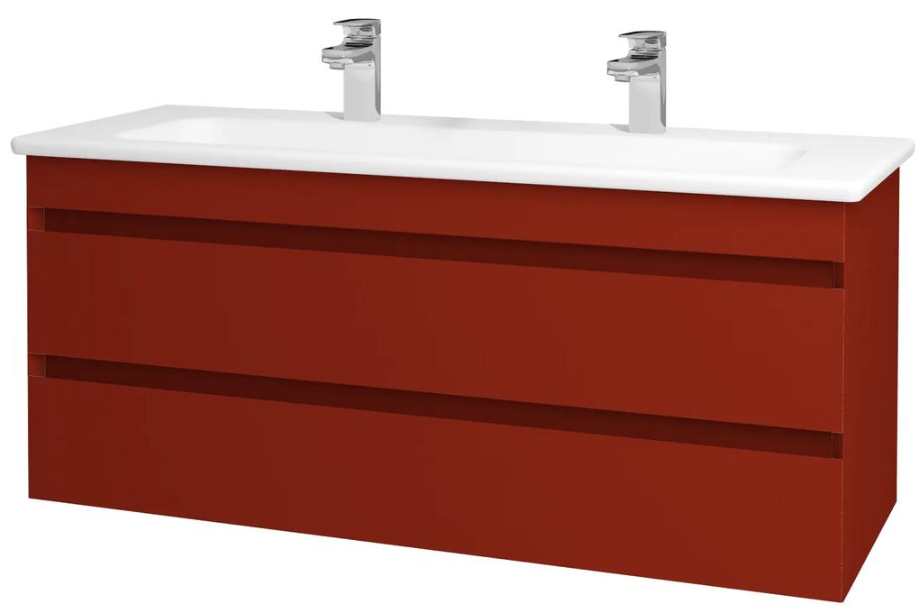Dřevojas Koupelnová skříň MAJESTY SZZ2 120 Varianta: L01 Bílá vysoký lesk / L07 Červená vysoký lesk