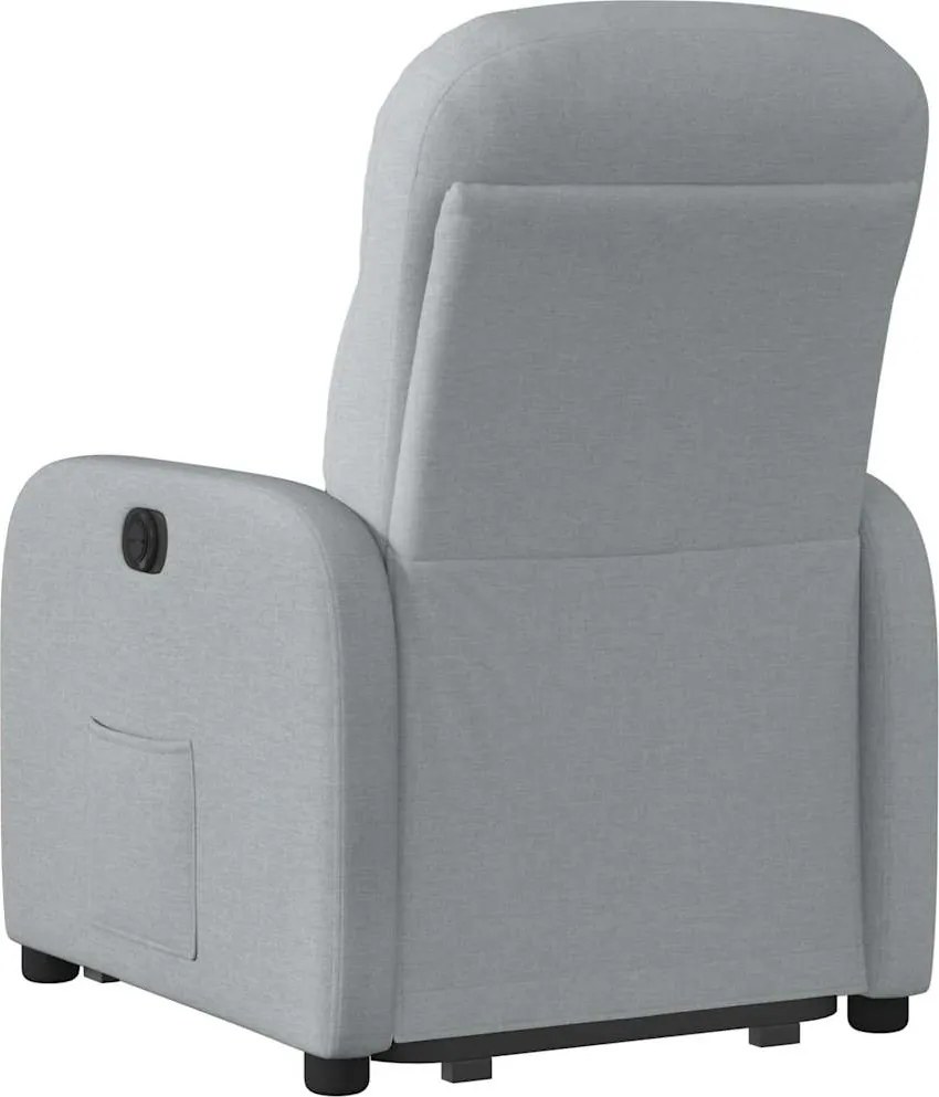 Elektrické zvedací polohovací křeslo světle šedé textil 3302992