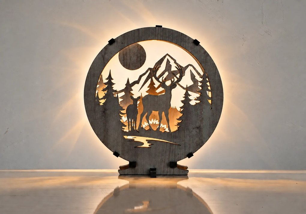 Li-Go "Jelen a laň" lampa 20x22 cm provedení povrchu: dub