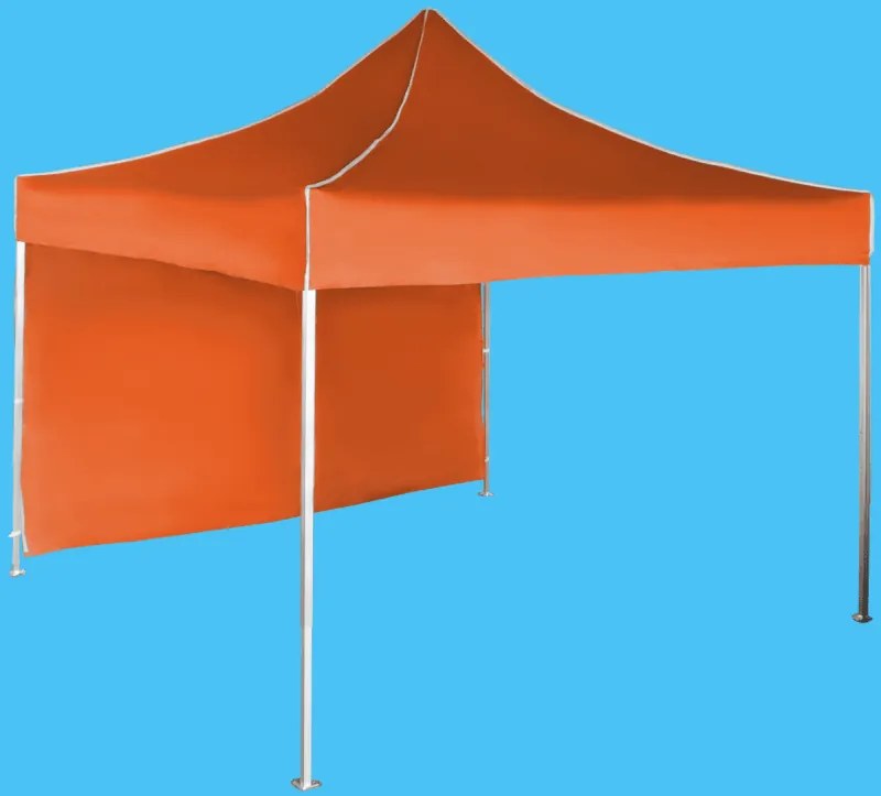 Nůžkový stan 3x3m hliníkový, 1 boční plachta, Oranžová