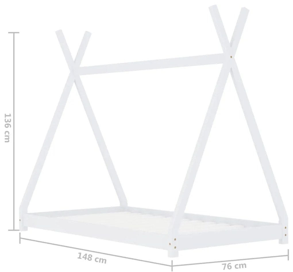 vidaXL Rám dětské postele bílý masivní borovice 70 x 140 cm