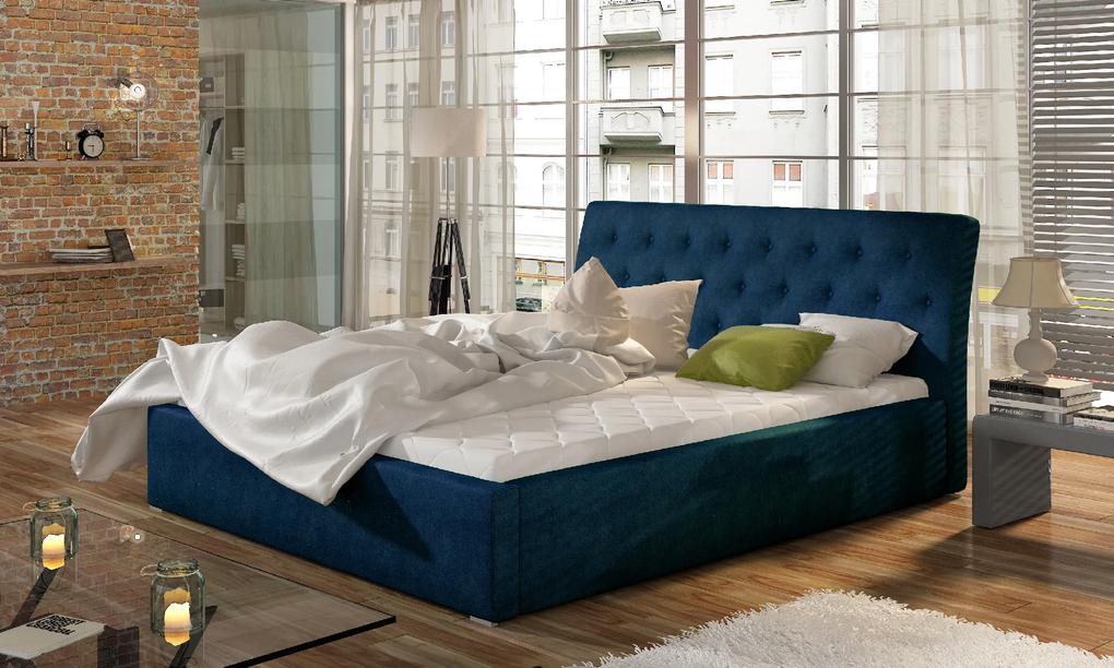 Eltap Čalouněná postel Milano Materiál a barva potahu: Mat Velvet 75 - modrá, Rozměry (cm): 140x200