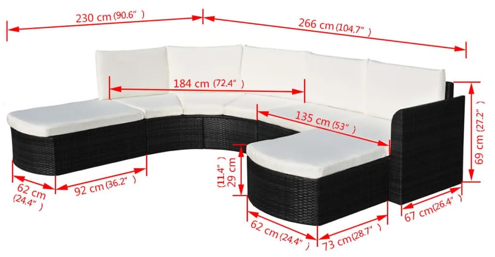 vidaXL Marketos 4dílná zahradní sedací souprava s poduškami polyratan černá