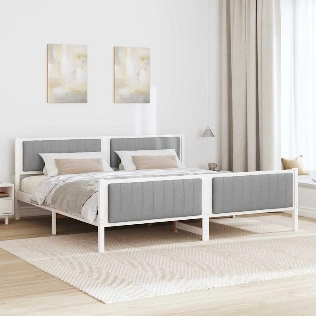 Rám postele s čelo Bílá a světle šedá 200 x 200 cm 3394302