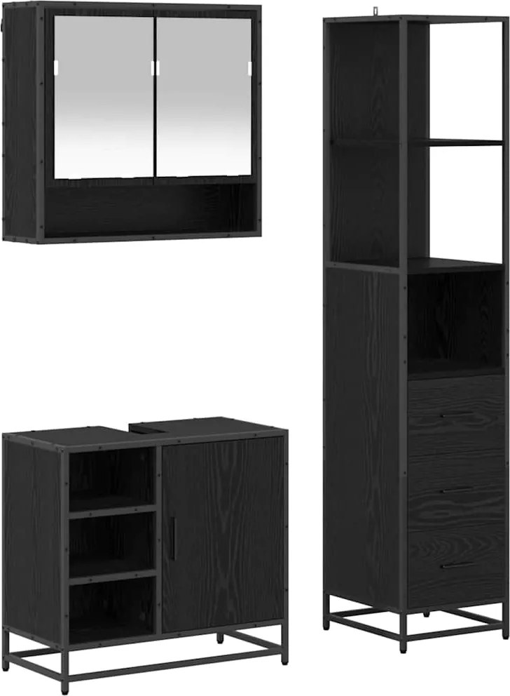 Sada koupelnového nábytku 3 ks Černý dub 35 x 37,5 x 166 cm 3402505
