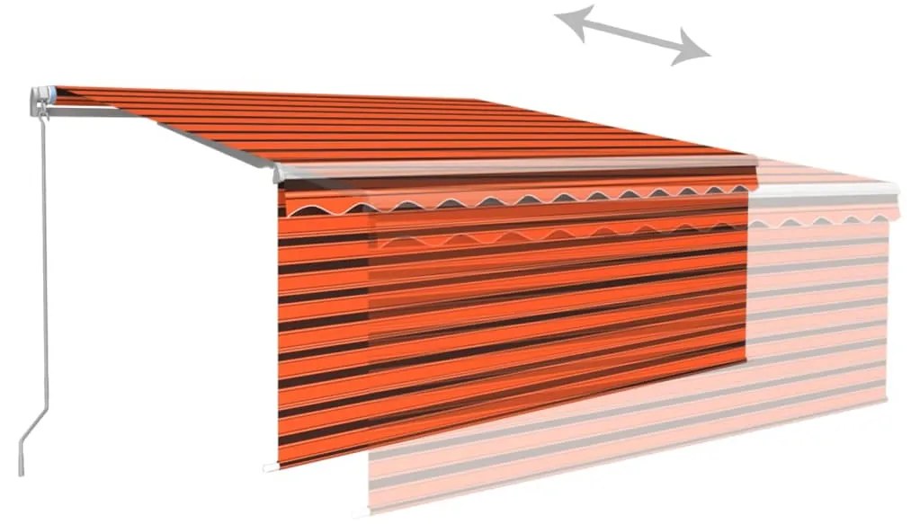 vidaXL Marketos Ručně zatahovací markýza s roletou 3 x 2,5 m oranžovo-hnědá