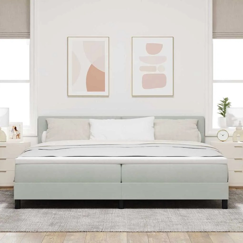 Postel s boxspringem s čelo Světle šedá 200 x 200 cm samet 3339194