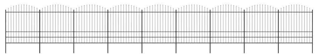 Zahradní plot s kopím nahoře ocelový 1506 x 200 cm černý 277756