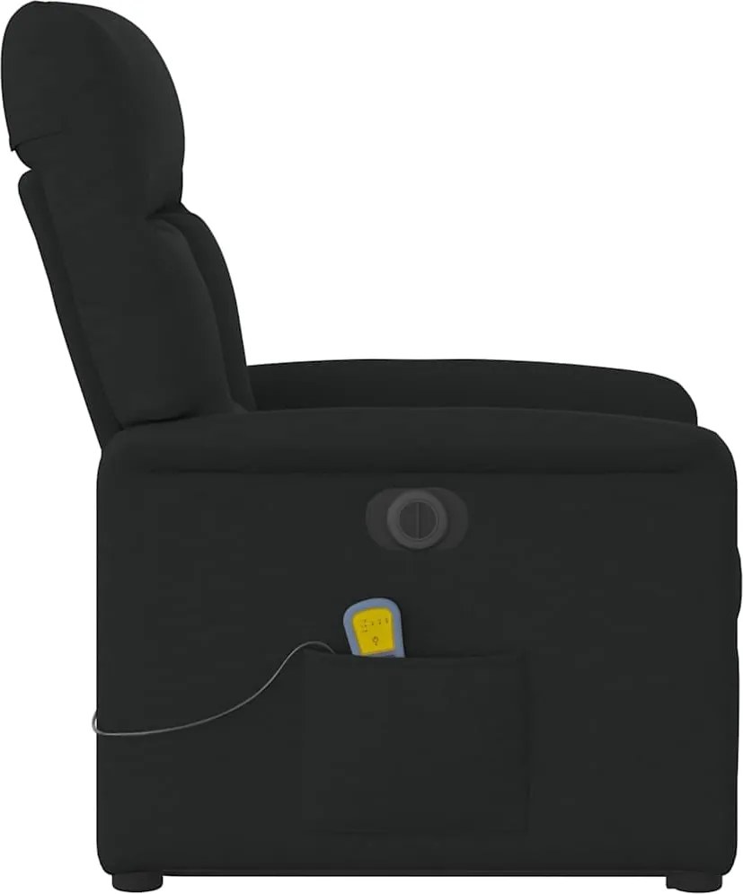 Elektrické zvedací masážní polohovací křeslo černé textil 3303064