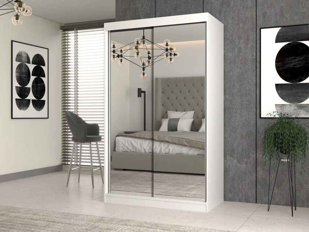 Šatní skříň se 2 zrcadly IGA 120 cm bílá