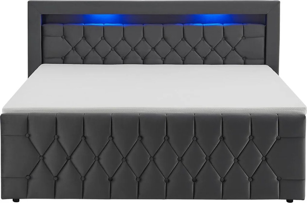Juskys Postel boxspring Leona se sametovým potahem Barva: béžová, Velikost: 140 cm