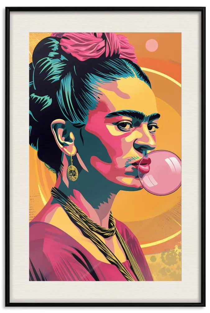 Plakát Frida Kahlo - Portrait of the Painter With Bubble Gum in Pop-Art Style