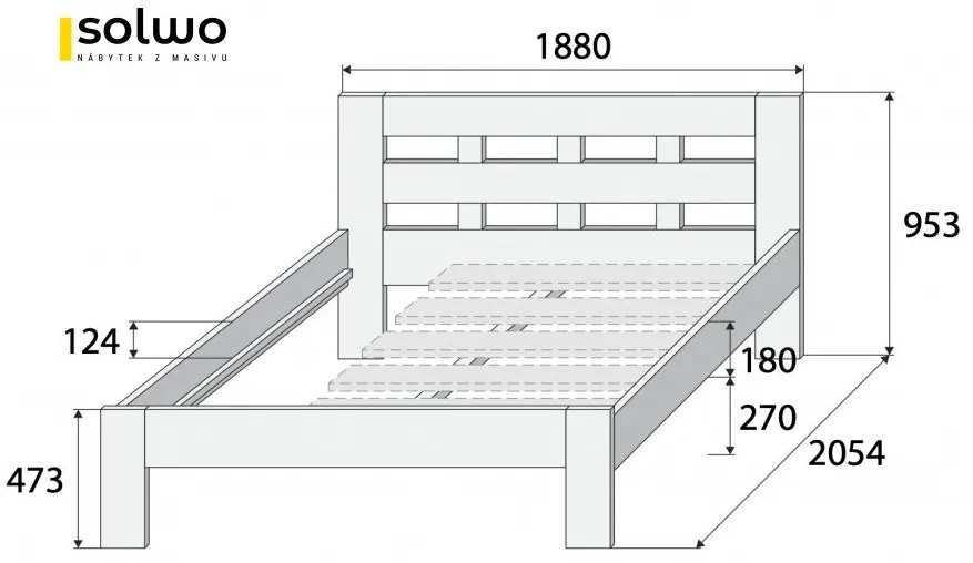 Masivní postel INA - Solwo Design Materiál: Buk cink, Povrchová úprava: Olej odstín BO105, Specifikace: 100x200