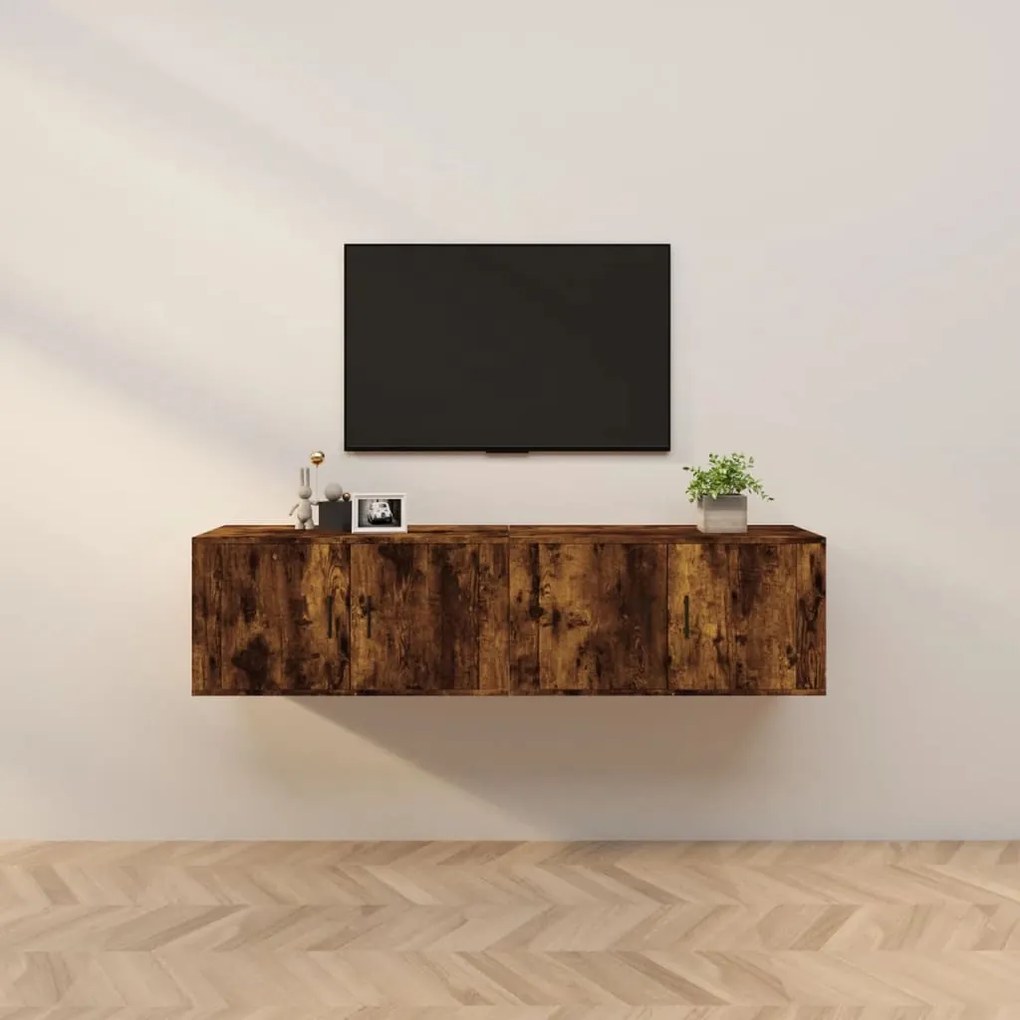 Nástěnné TV skříňky 2 ks kouřový dub 80 x 34,5 x 40 cm
