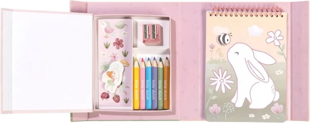Little Dutch Omalovánky s pastelkami a samolepkami Rosa Fairy Garden