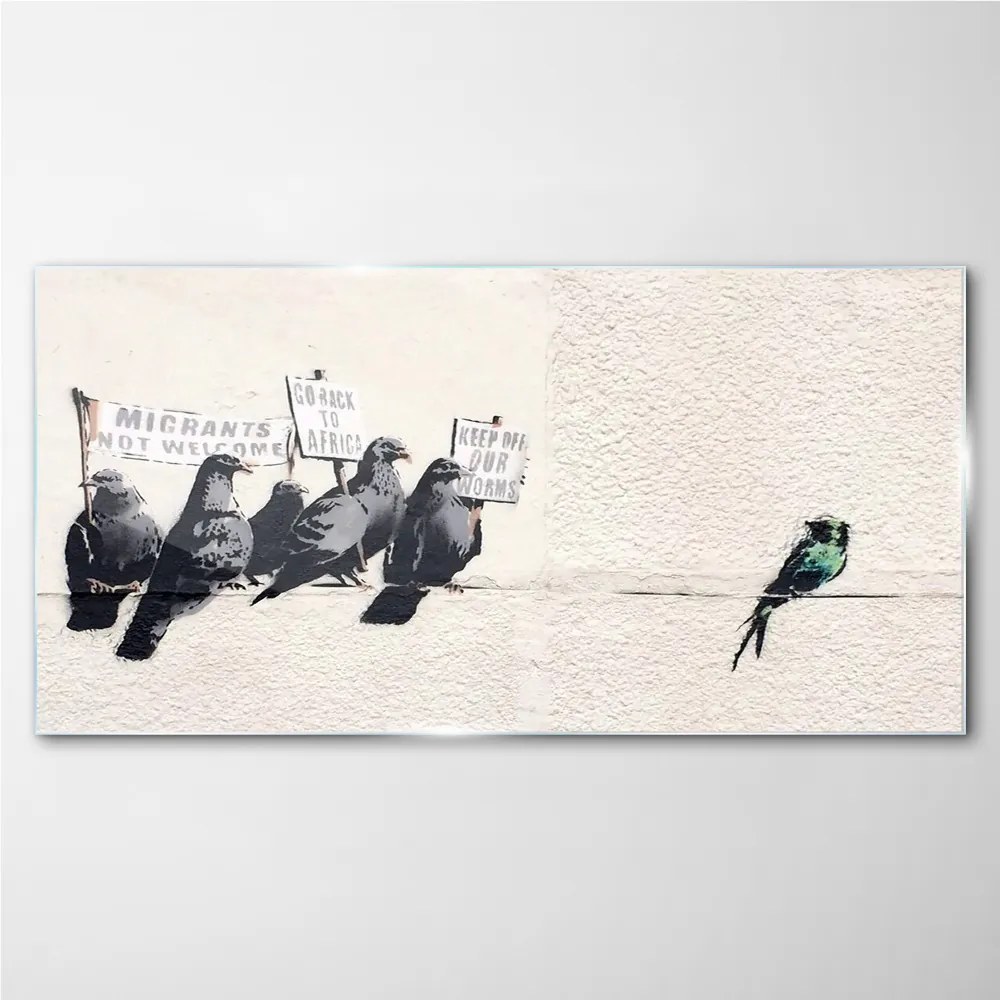 Obraz na skle Protestující Birds Banksy