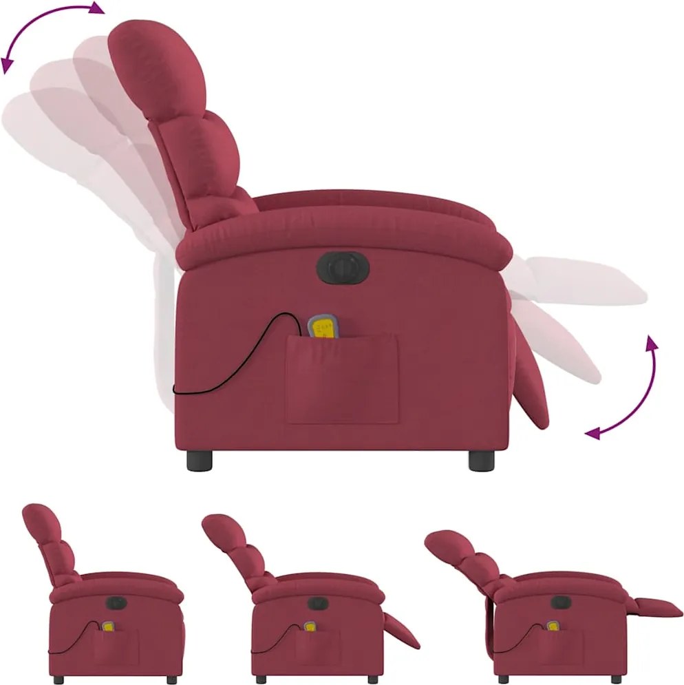 Elektrické masážní polohovací křeslo vínové textil 3203969