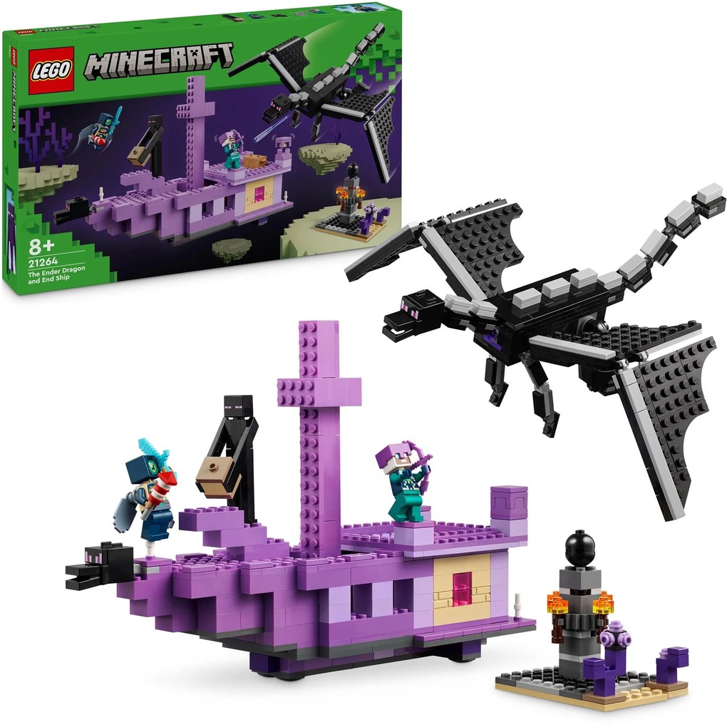 Lego stavebnice lego minecraft 21264 drak z enderu a loď z endu