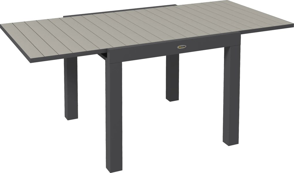 Outsunny zahradní stůl jídelní stůl pro 6 osob, rozkládací stůl na terasu do 70 kg, hliníková šedá 81/162 x 80 x 75 cm pro balkon a zahradu | Aosom.de