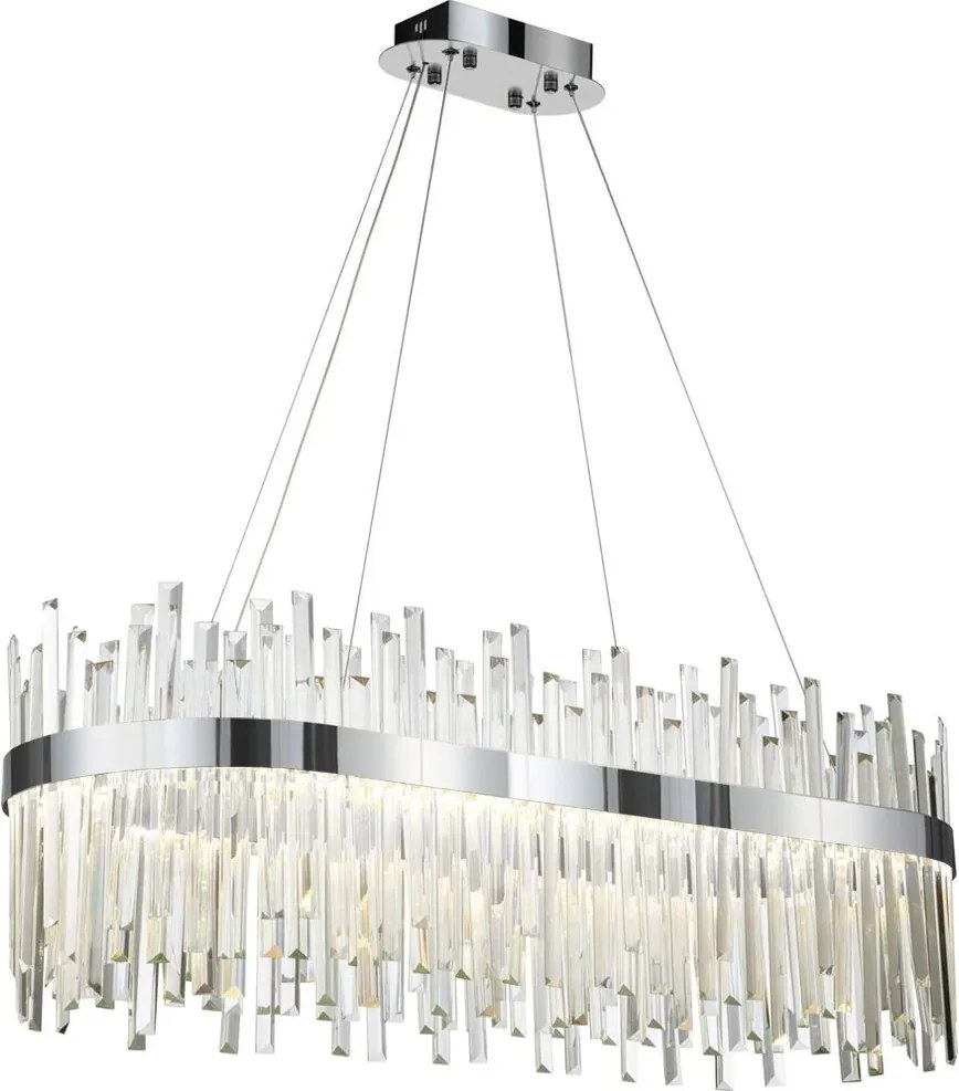 Toolight Toolight, LED křišťálové svítidlo 80x35 cm, 62W, APP1514-CP80, chromová, OSW-03262