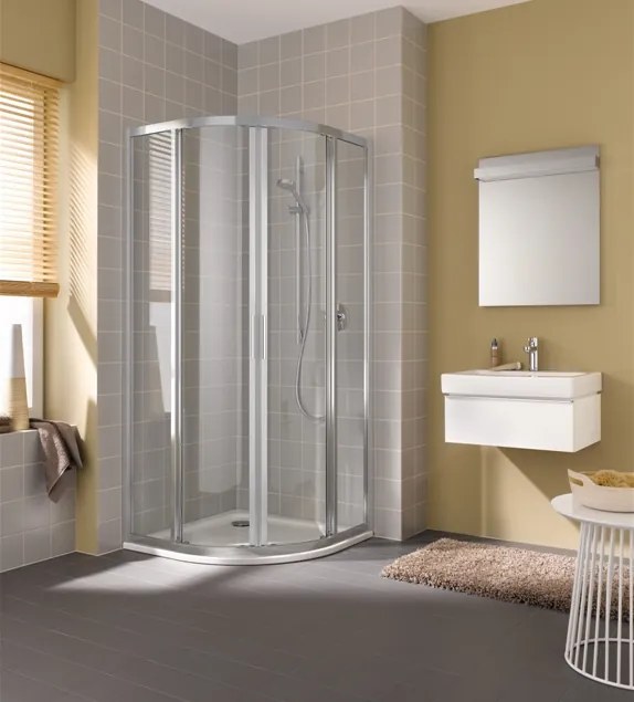 KERMI Čtvrtkruhový sprchový kout s posuvnými dveřmi CADA XS, bílá, šíře 80 cm