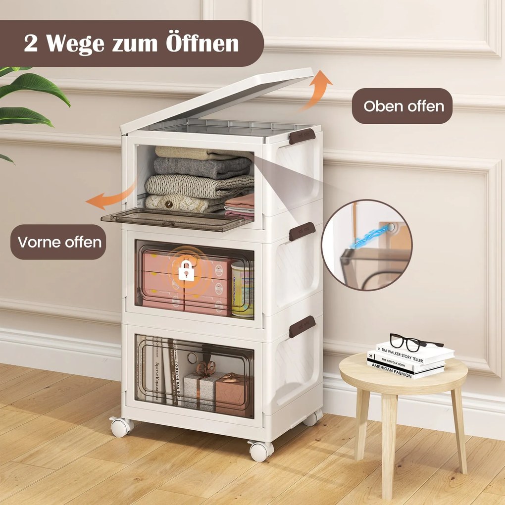 Costway Úložný box s víkem skládací boxy pro ukládání3sada plastová krabice