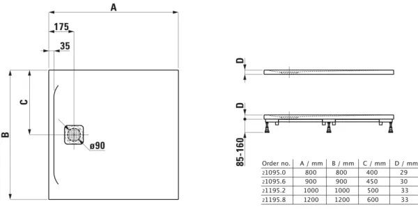 LAUFEN H2109560000001 - Sprchová vanička čtvercová PRO 90x90 cm marbond/bílá