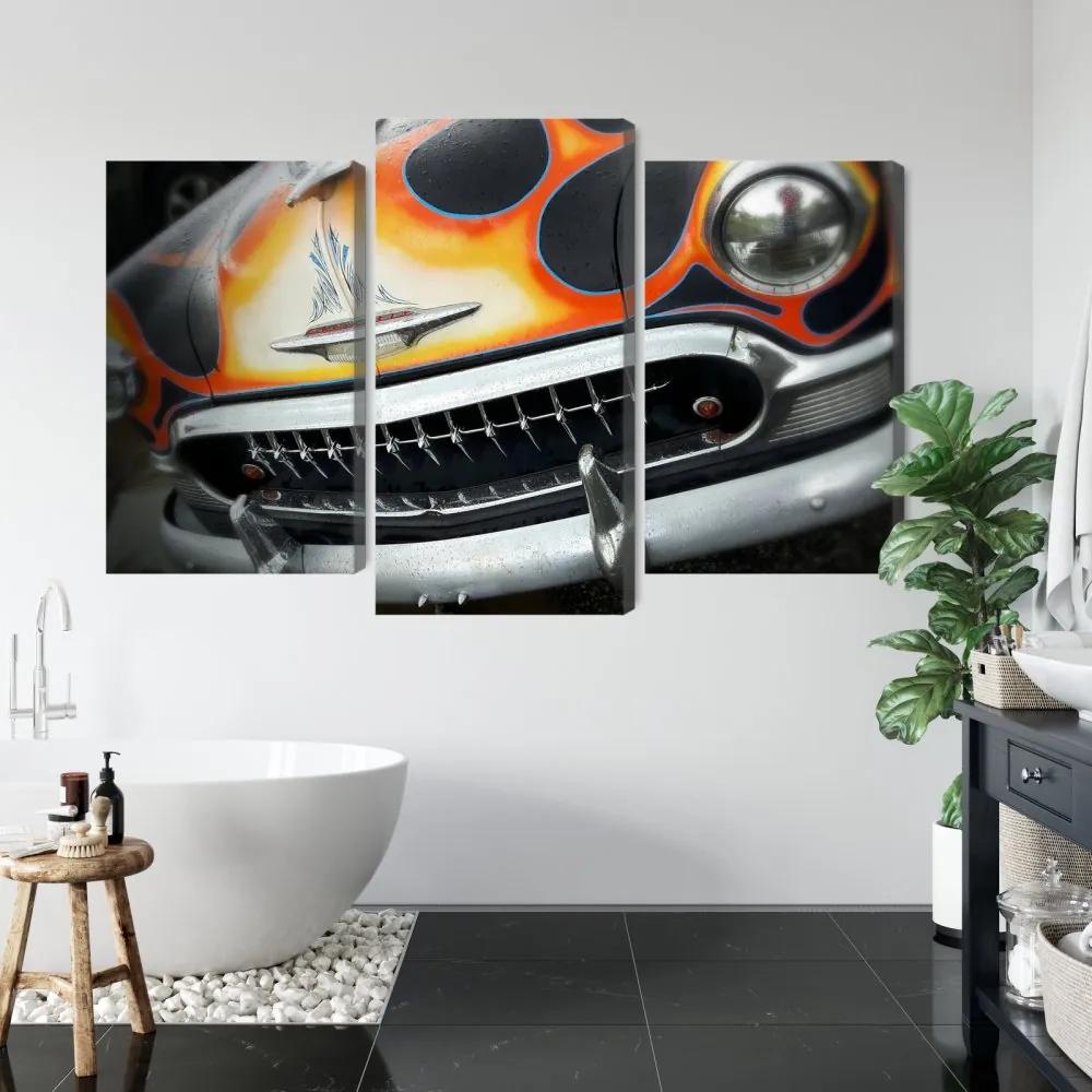 Vícedílný obraz Starožitné Auto S Plameny Nedostatek Nedostatek Přírodní plátno 180x120
