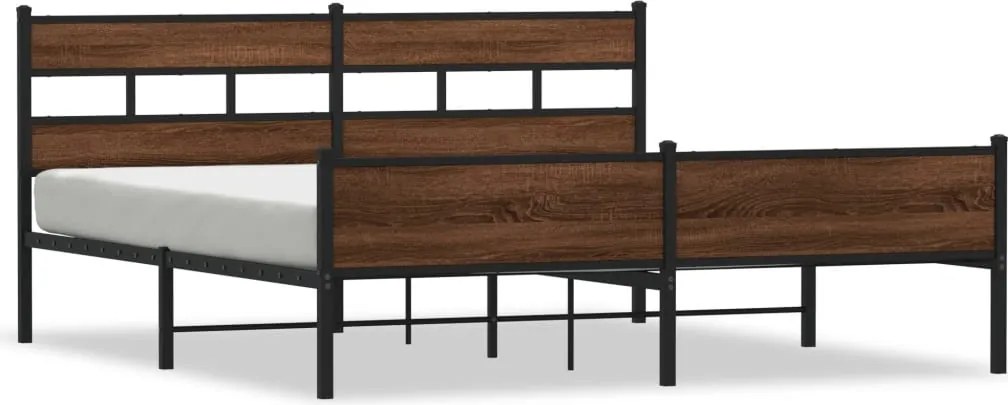 Kovový rám postele bez matrace hnědý dub 180 x 200 cm 3308517