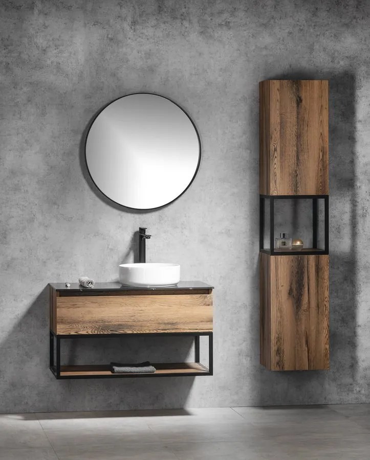 Sapho Sapho, SKARA skříňka 35x171x32cm, 2x dvířka, levá/pravá, černá mat/dub Collingwood, CG010-1919