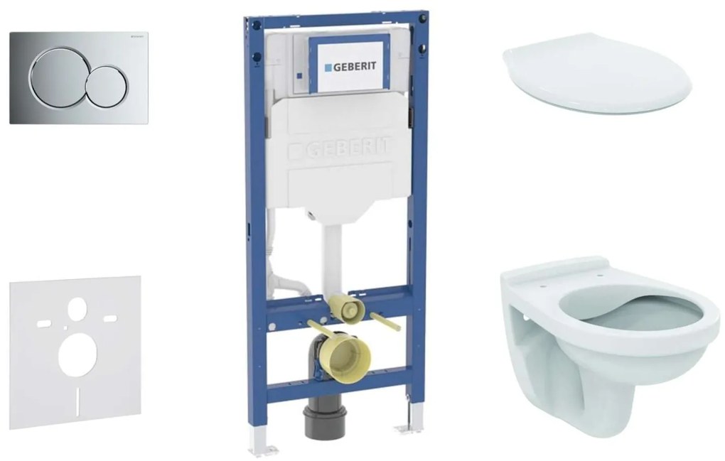 Geberit Duofix - Set předstěnové instalace, klozetu Alpha a sedátka, tlačítko Sigma01, lesklý chrom SANI11CD1125