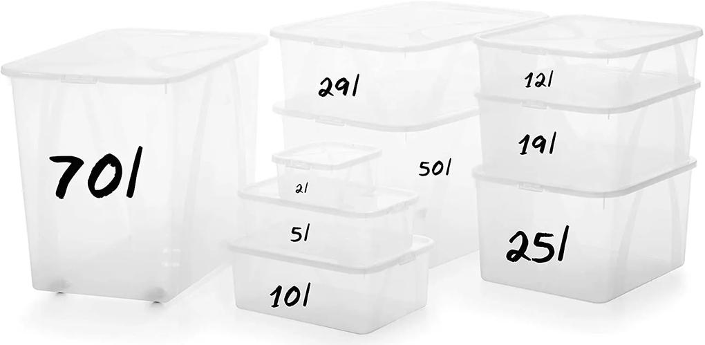 Úložný univerzální box, transparentní krabice s víkem, Rotho LONA, 12l
