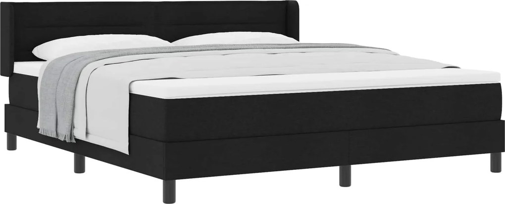 Postel s boxspringem s čelo Černý 200 x 180 cm textil 3341057