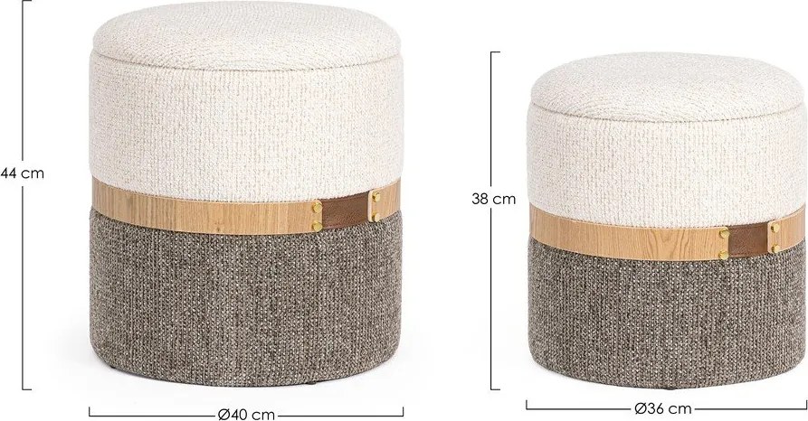 Šedý/krémový taburet Talya – Bizzotto