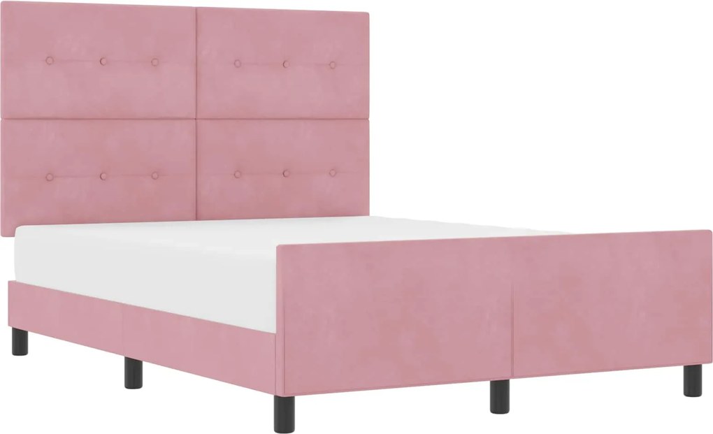 Postel s boxspringem s čelo Růžová 160 x 200 cm samet 3344956