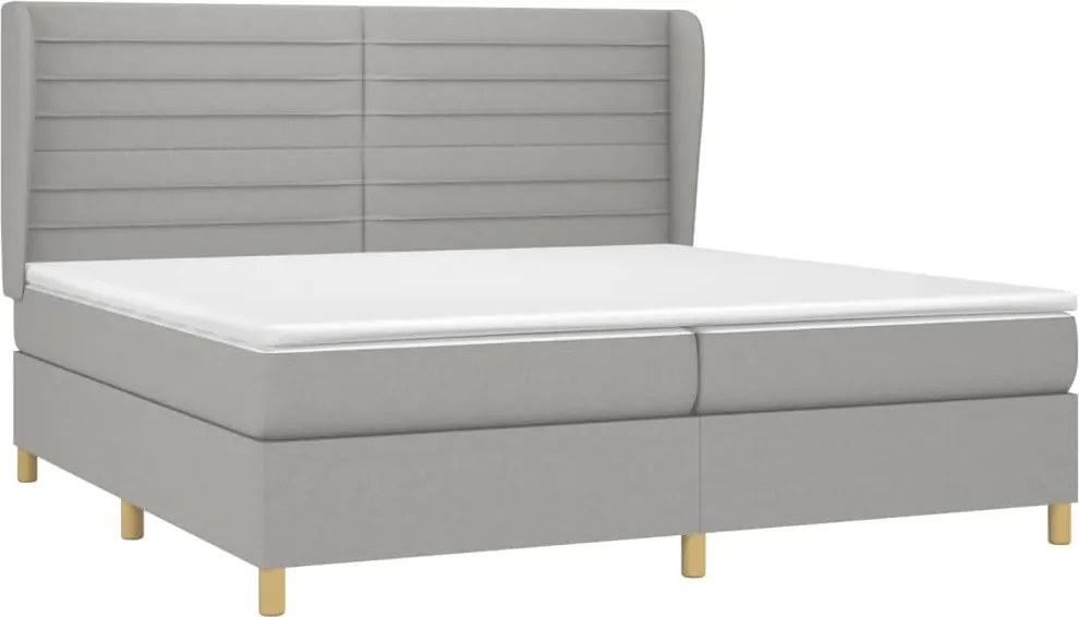 Box spring postel s matrací světle šedá 200 x 200 cm textil 3128629