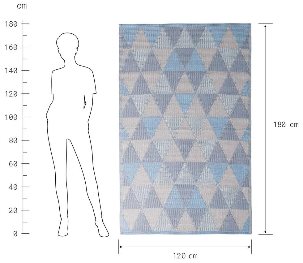 Butlers COLOUR CLASH Venkovní koberec trojúhelníky 180 x 120 cm - pastelově modrá