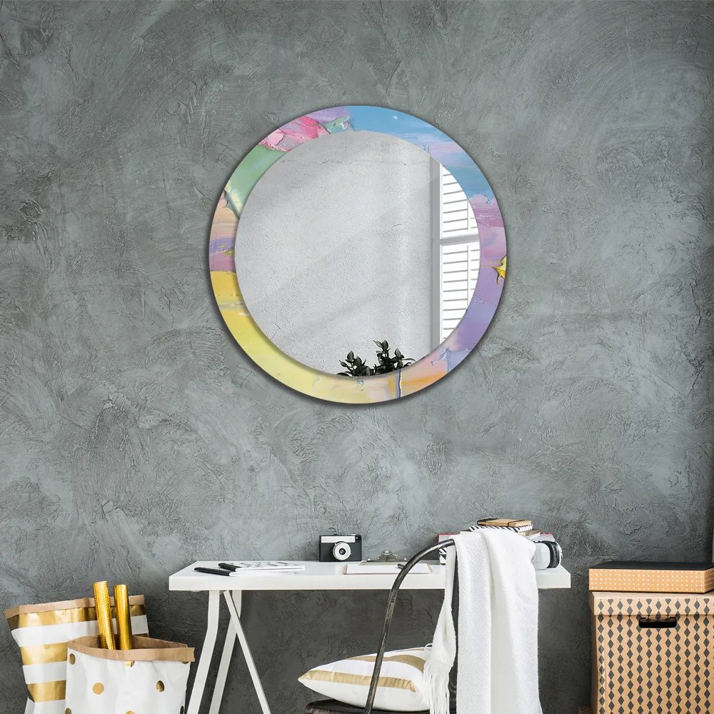 Kulaté dekorativní zrcadlo Textura oleje fi 80 cm