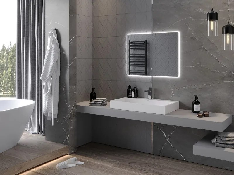 Mexen Sun, LED koupelnové zrcadlo s podsvícením 80x60 cm, 6000K, ochrana proti zamlžování, 9807-080-060-611-00