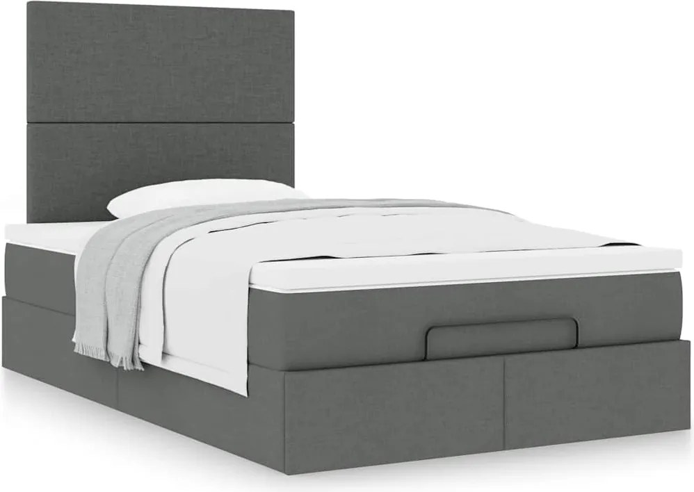 Osmanský rám postele s matrací tmavě šedá 120x190 cm textil 3313058