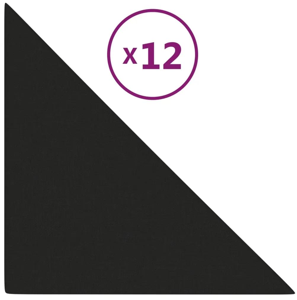Nástěnné panely 12 ks černé 30x30 cm textil 0,54 m² - Default Title