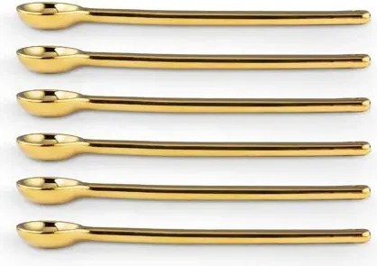 vtwonen Gold sada 6 velkých porcelánových lžíček - zlaté (Elegantní zlaté porcelánové lžíčky)