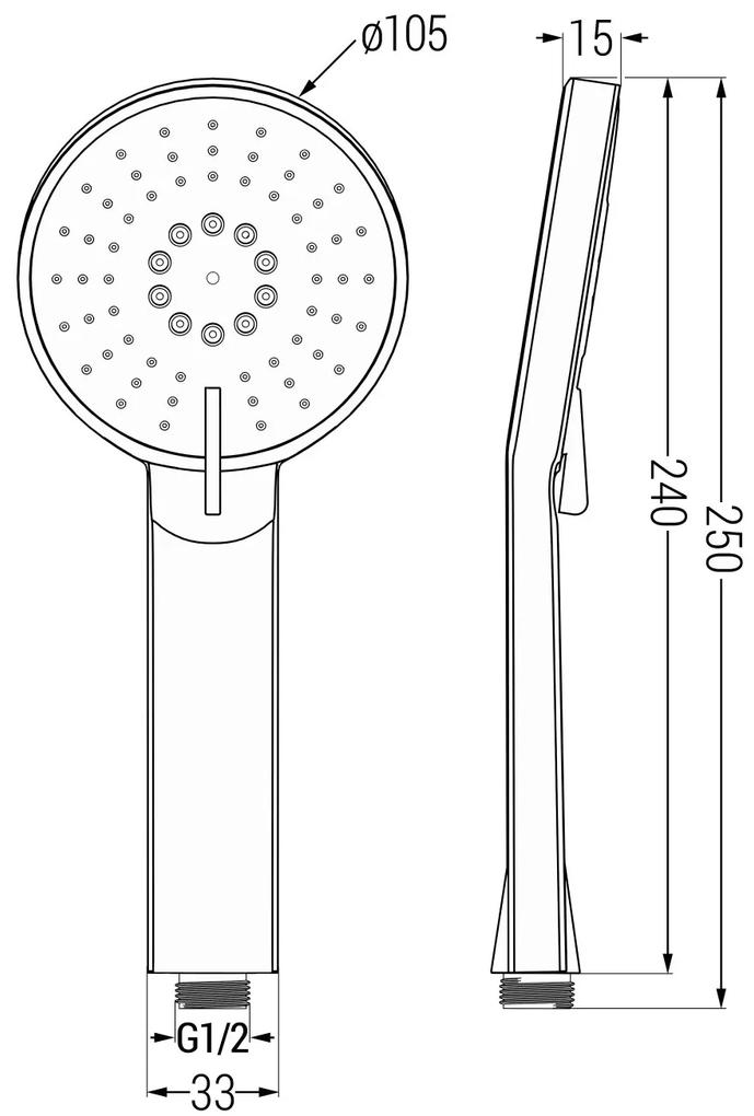 Mexen příslušenství, Ruční sprcha R-40, 3-funkční, růžovo-zlatá, 79540-60