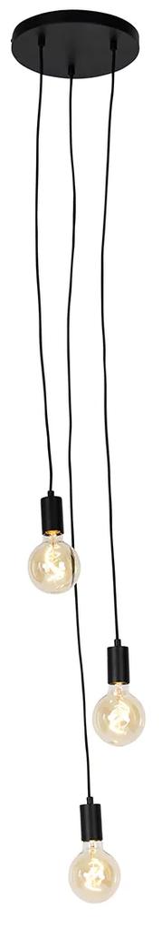 Průmyslová závěsná lampa černá 3-světelná - Facil