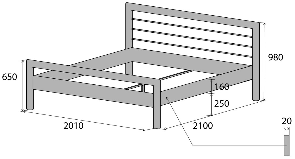 Nábytek ATIKA s.r.o. kovová postel London Povrchová úprava: na přání dle RAL, Rozměr: 200 x 200 cm