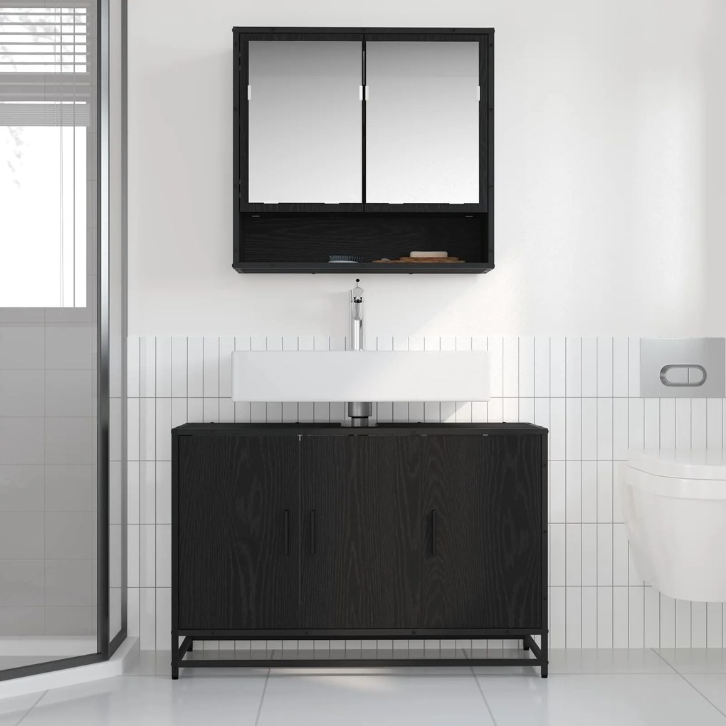 Sada koupelnového nábytku 2 ks Černý dub 90 x 33 x 60 cm 3402389