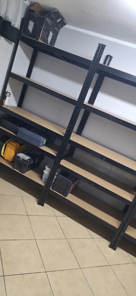 Fistar AKCE - Balíček : 4x Regál 180x90x40 cm lakovaný 5-policový, nosnost 875 kg - ČERNÝ